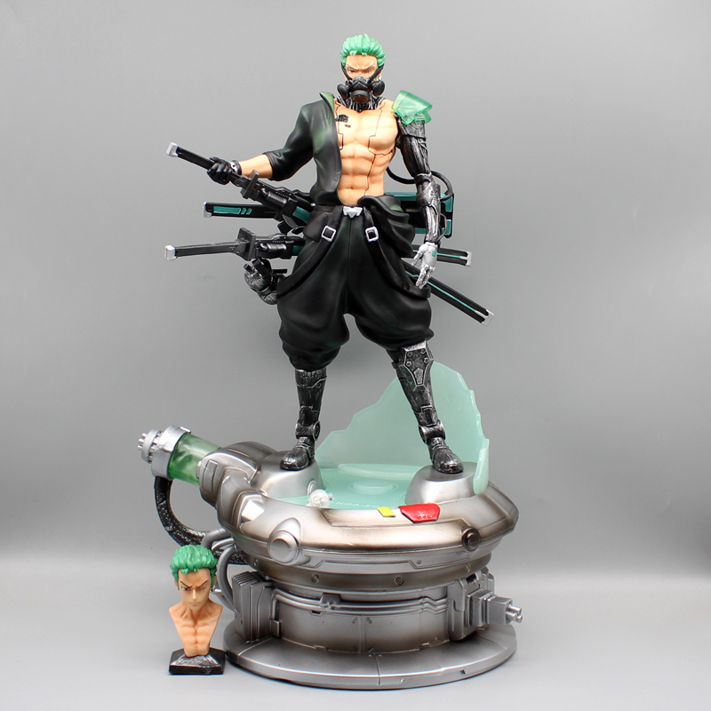 One Piece Cyberpunk Roronoa Zoro 2 Heads Luminescent GK Anime PVC ...