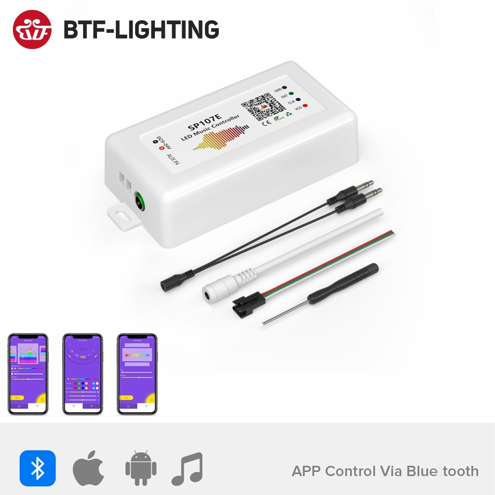 BTF-LIGHTING SP107E Music Controller RGBIC RGBWIC Bluetooth Full Color Controller for WS2811 ...