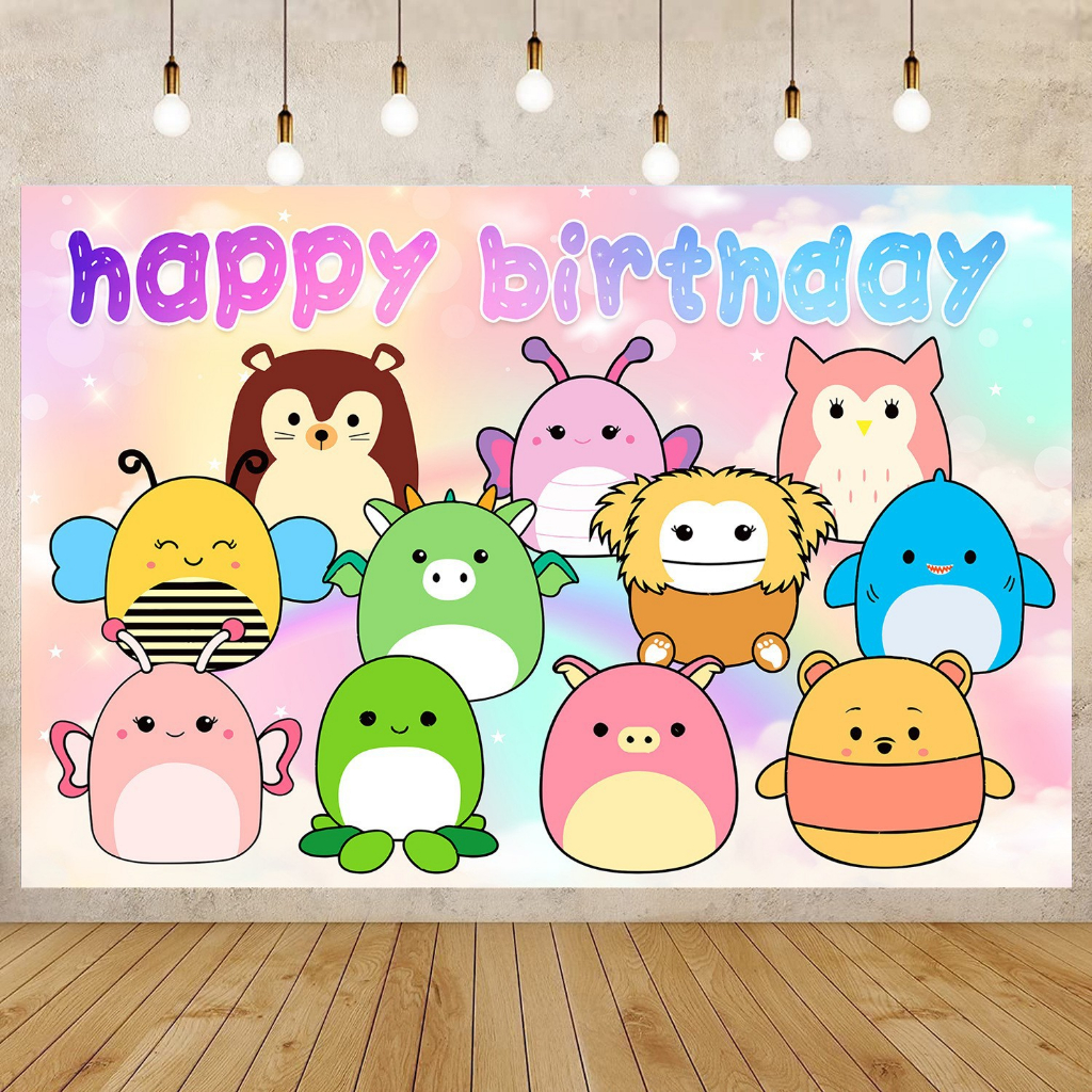 5x3ft Squishmallows Birthday Photography Backdrop Squad Theme Backdrops ...