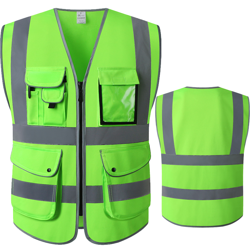 Lime Green Safety Vest Reflective With Pockets and Zipper Engineer ...