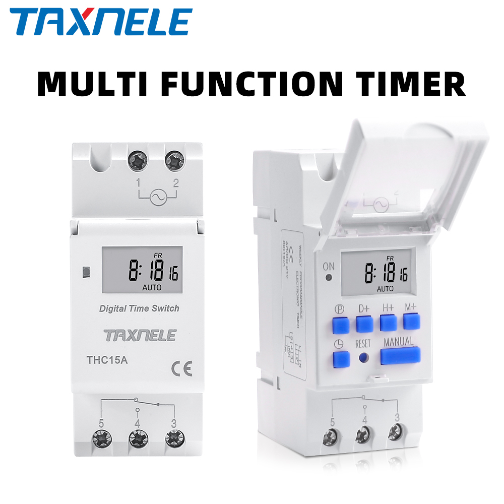 Taxnele Weekly 7 Days Programmable Digital Timer Switch Control Ac 220v 230v 12v 16a Din Rail