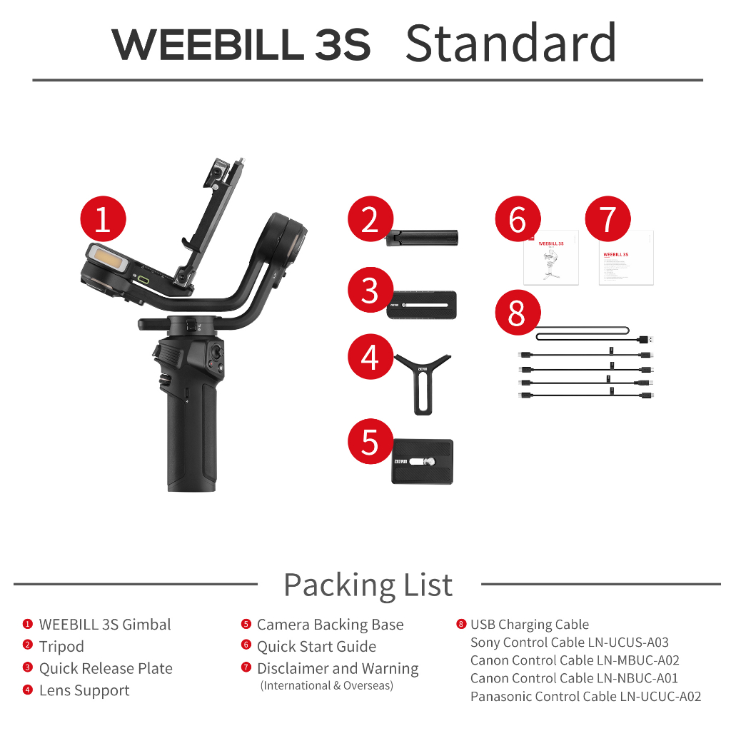 ZHIYUN Weebill 3S Handheld Gimbal Stabilizer 3-Axis PD Fast Charging ...