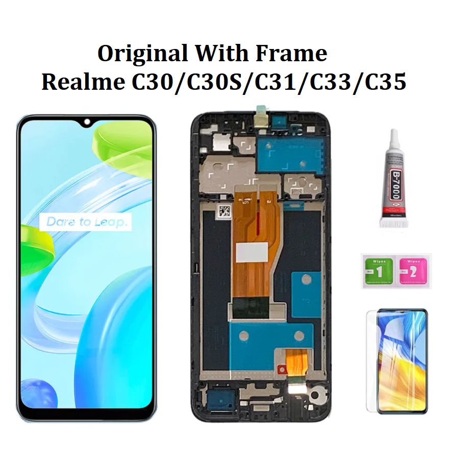 LCD with Frame For Realme C30 A F C30S C31 C33 C35 LCD Display With ...