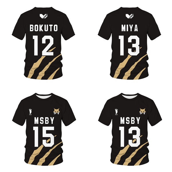 New Anime Haikyuu Black MSBY Jackals Jersey T-shirt Cosplay Costume ...
