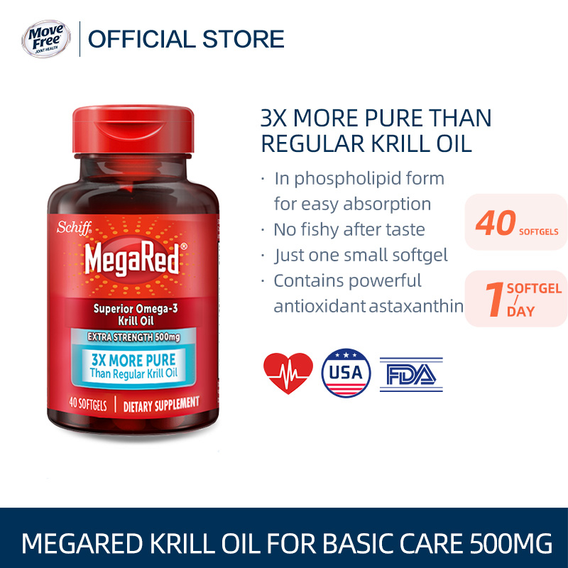 Schiff MegaRed Extra Strength Omega-3 Krill Oil 500mg, 40 softgels 【EXP ...