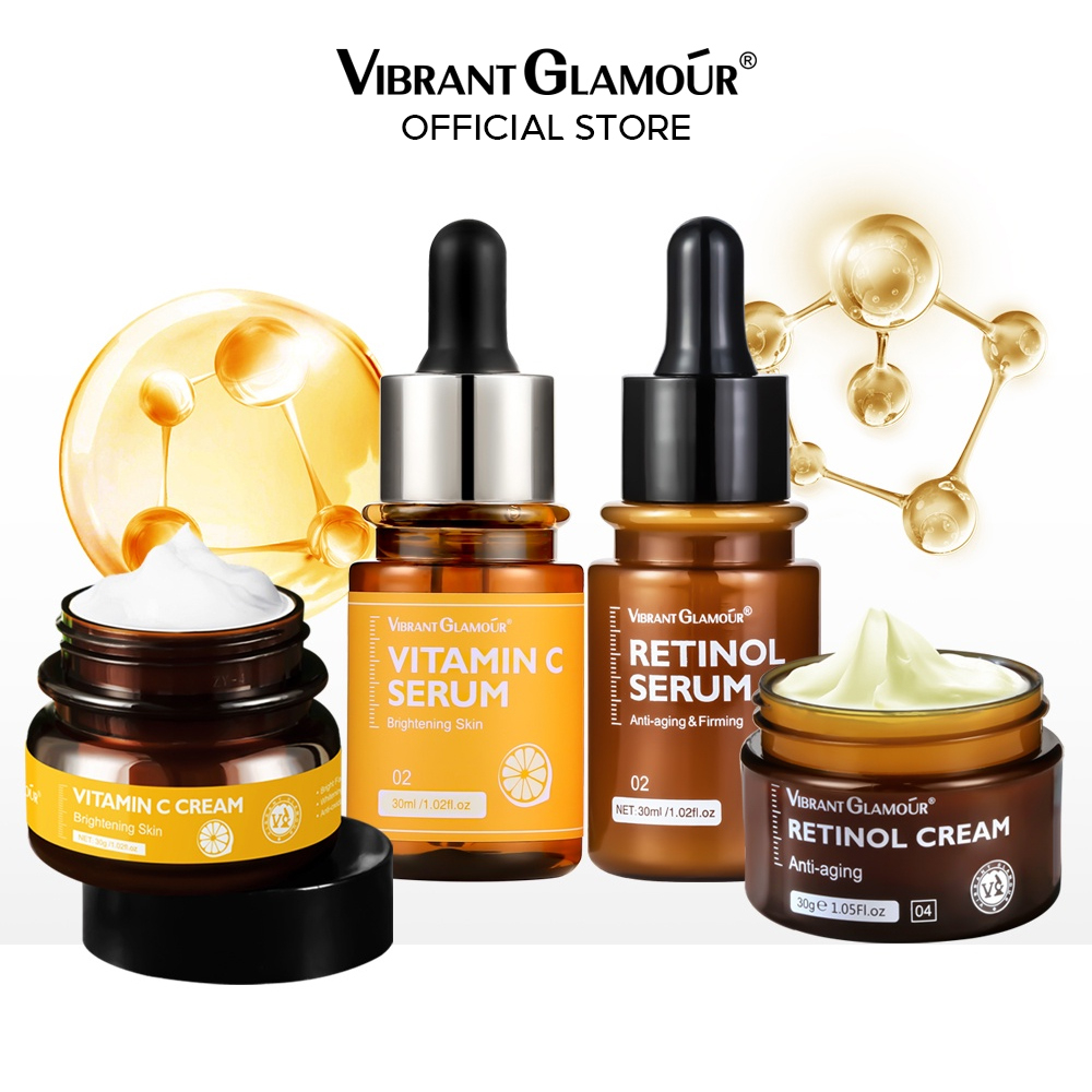 VIBRANT GLAMOUR Natural Retinol Sets Face Cream+Facial Serum+VC Face ...