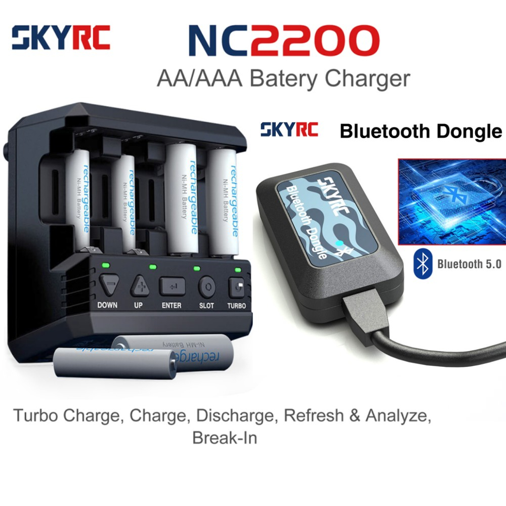 SKYRC NC2200 Charger Bluetooth Dongle12V/2.0A 4 Slots AA AAA Battery ...