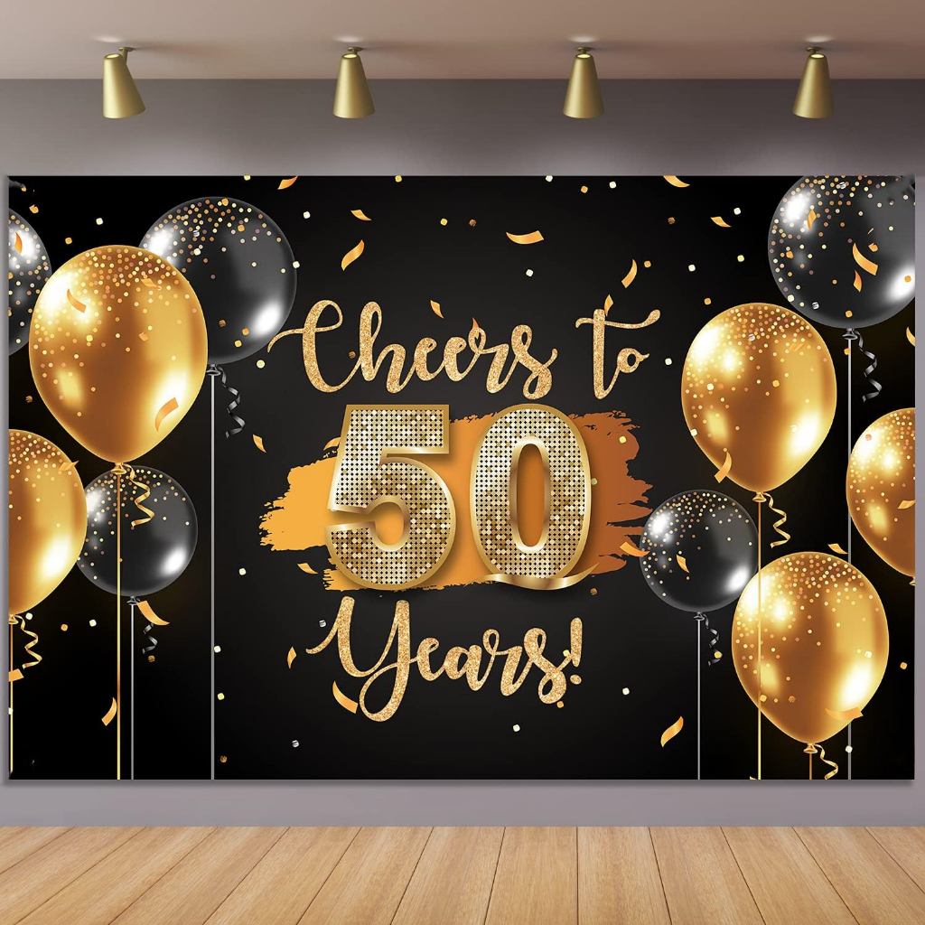 7x5ft Cheers to 50 Years Backdrop Banner Happy 50th Birthday Background ...