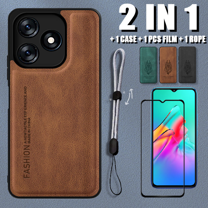 Luxury Soft Leather Case 2 IN 1 For Tecno Spark 10C KI5k with Ceramic ...