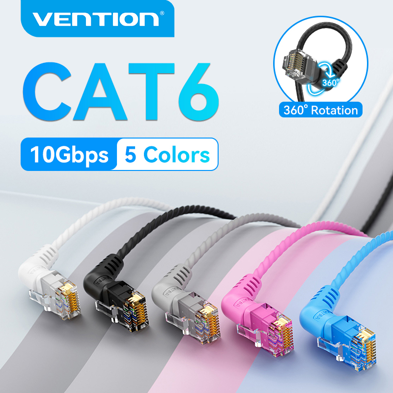 Vention Cat6A Ethernet Cable Patch UTP 10Gbps Network Performance Right Angle Slim LAN Cable for ...