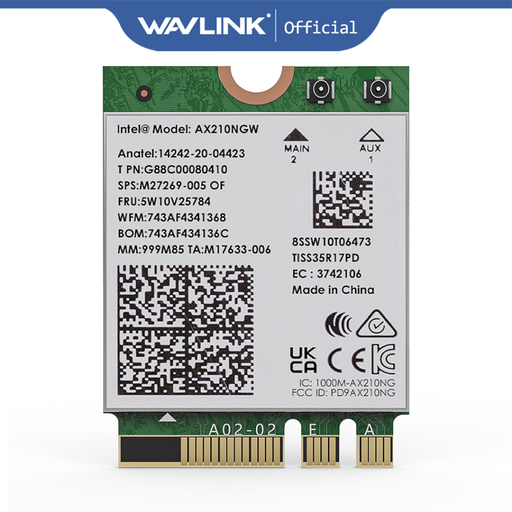 WAVLINK WiFi 6E Wireless Card, Intel AX210 Tri-Band 5400Mbps 2.4GHz/5GHz/6GHz Network Adapter ...