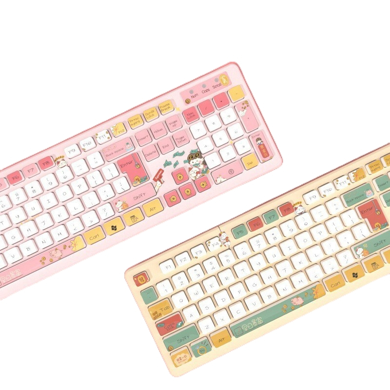 Cute 2.4G Wireless Keyboard Cartoon Little Rich Woman Series Chocolate ...