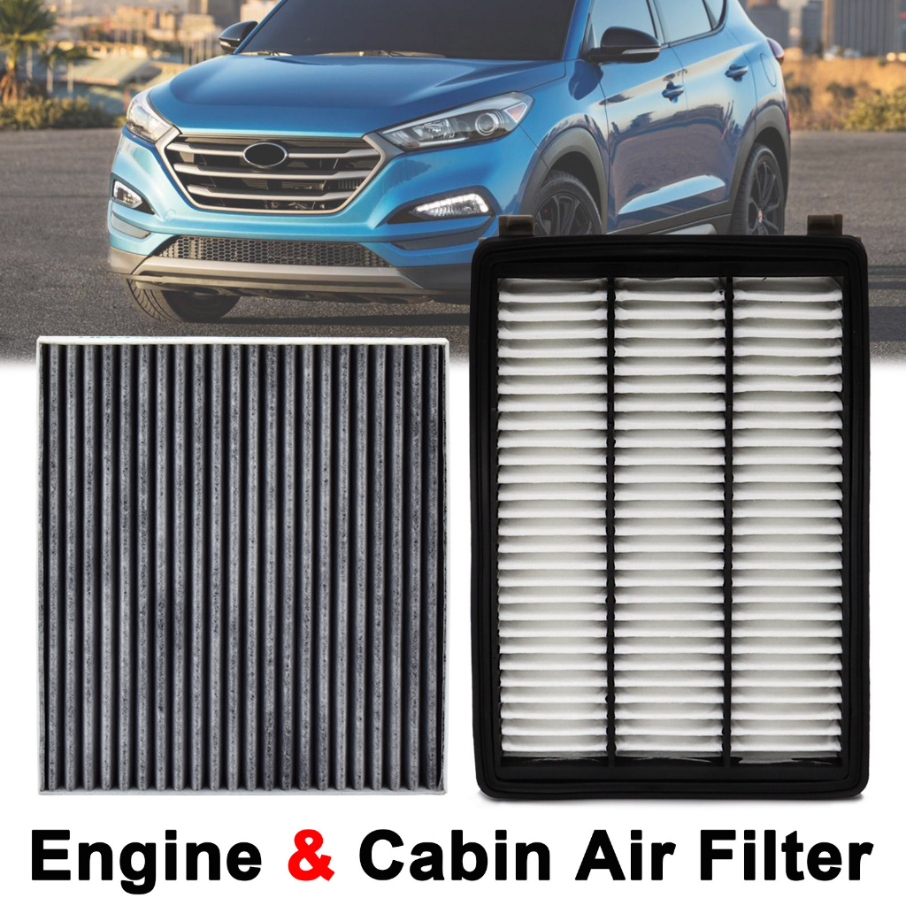 Set Car Engine & Cabin Aircond Air Filter Carbon For Hyundai Tucson TL ...