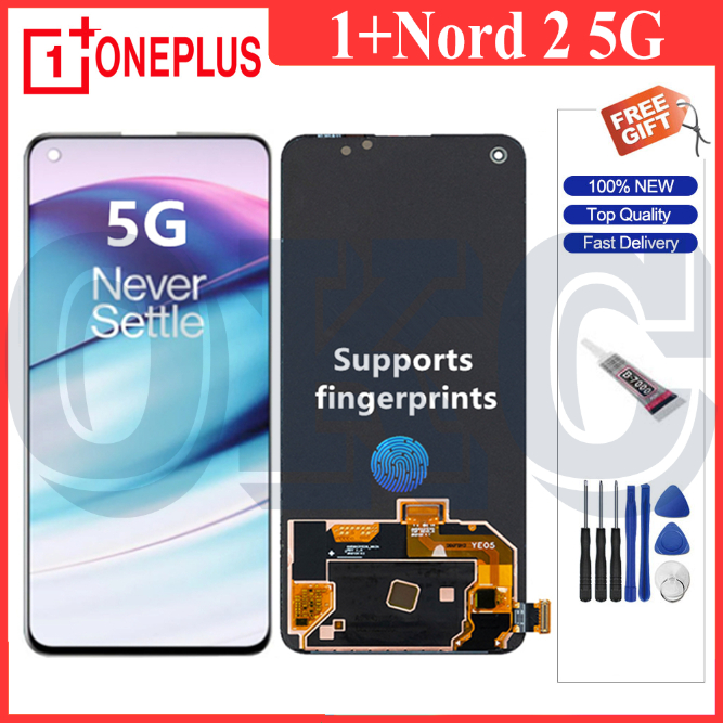 AMOLED LCD Display For OnePlus Nord 2 2T 5G LCD Display Touch Screen Digitizer Full Set Assembly ...