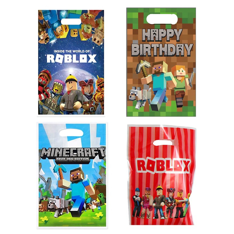 Roblox Minecraft Birthday Decor Lootbag Gift Bag Plastic Bag Candy Bag ...