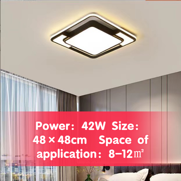 Modern LED Ceiling Light Dimmable With Remote Black Square Ceiling Lamp for Living Bedroom ...