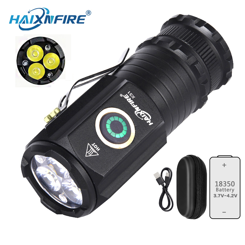 HaixnFire X31 LED mini flashlight Outdoor camping light 3500 lumen USB ...