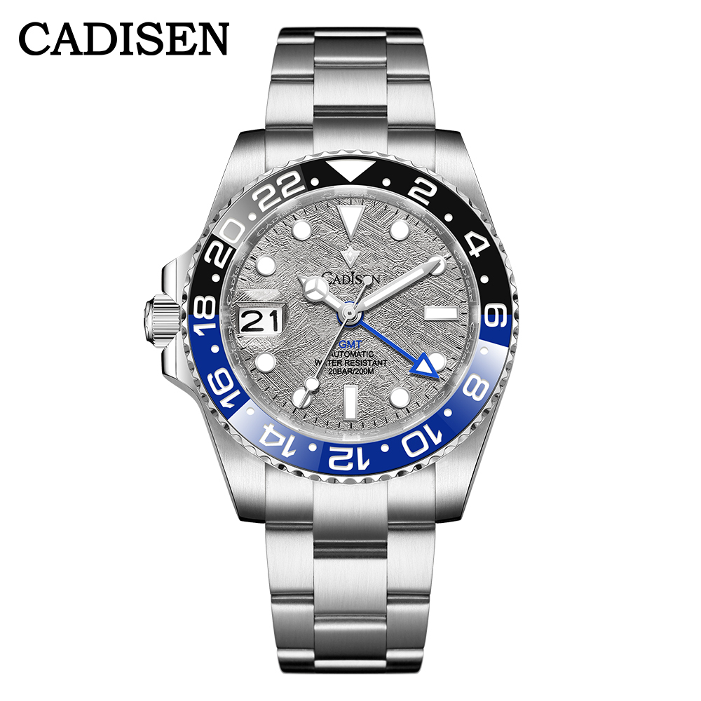 CADISEN Original Watch Man Japan NH34A Mechanical GMT 200M Waterproof Ceramic Bezel AR Sapphire ...
