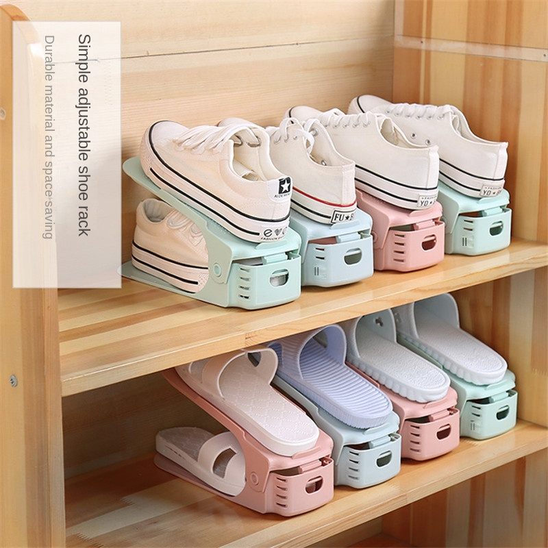 2pcs Adjustable Shoe Stacker Double Shelf Space Savers Shoe Slots ...
