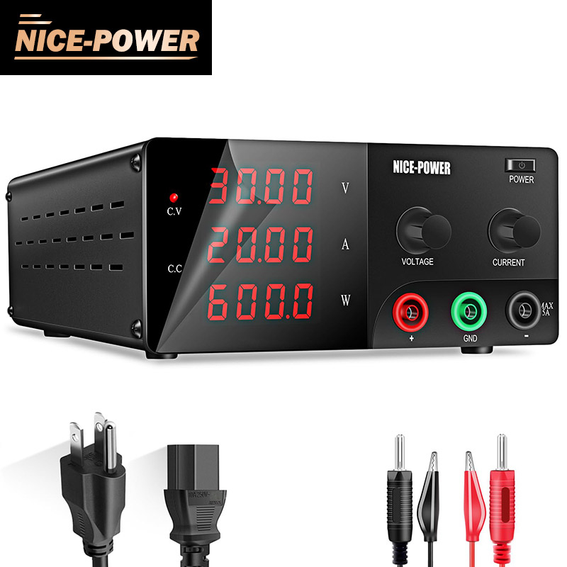 NICE-POWER DC Power Supply Variable, 30V 20A 600W High Power Bench Power Supply with Encoder ...