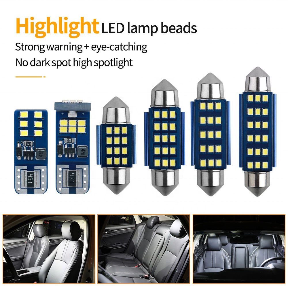 Automotive LED Dome Light Highlight Brightnes Decoding T10 12v Double ...