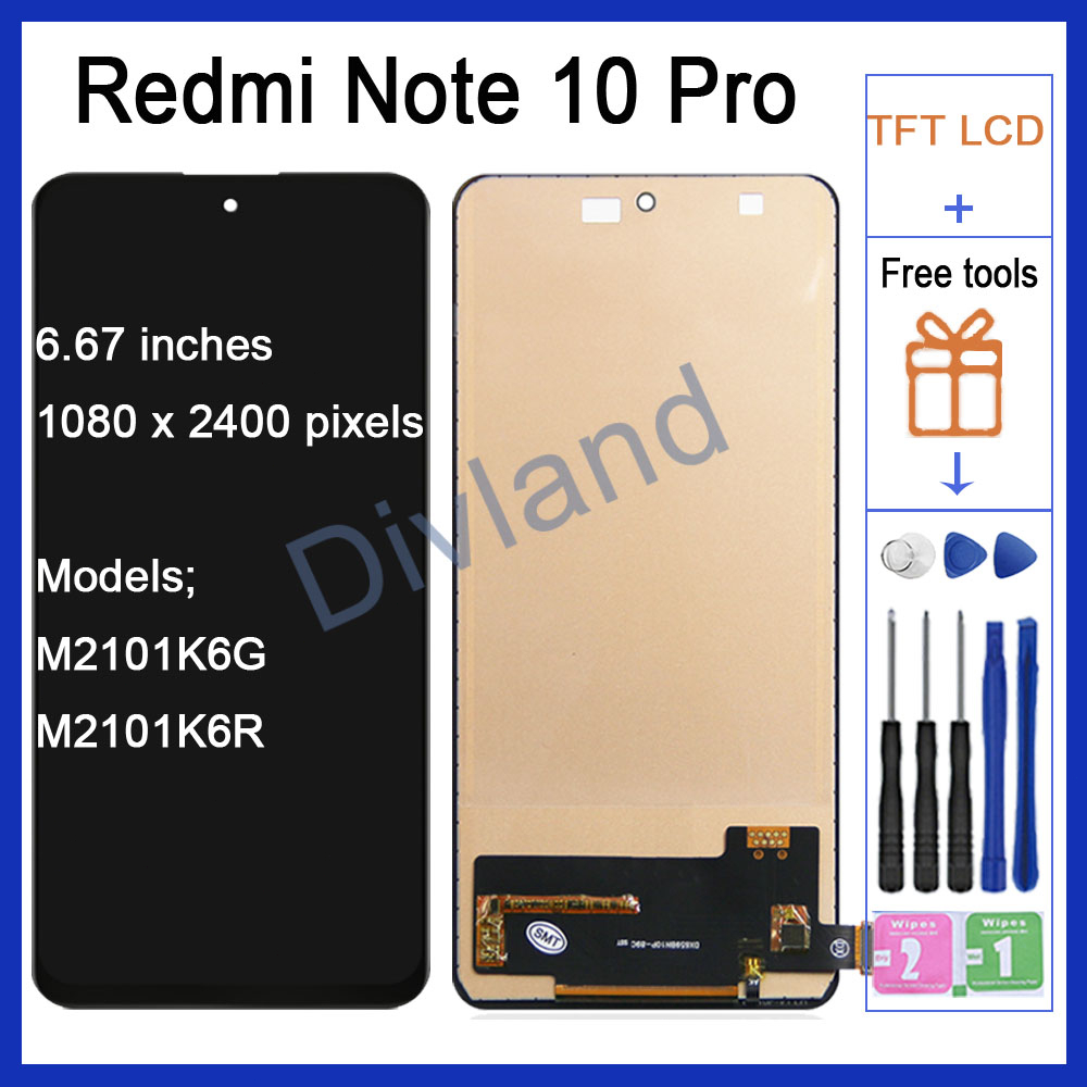 6.67 inch Original AMOLED Redmi Note 10 Pro 4G M2101K6G M2101K6R LCD Display Touch Screen ...