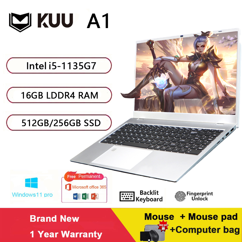 KUU A4 15.6inch Laptop 16GB RAM 512GB SSD 11th Gen Intel i7-1185G7 ...