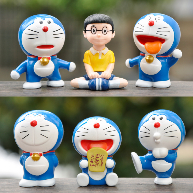 6Pcs/Set 5-6cm Doraemon Anime Figure Nobita Nobi Robot Cat Kawaii ...