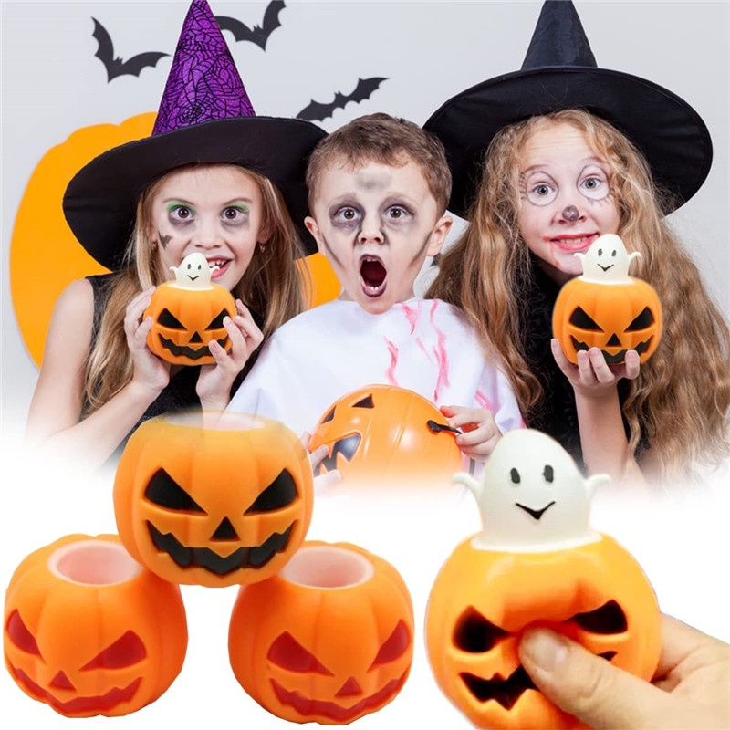 Halloween Funny Pumpkin Ghost Squeeze Ball Sensory Kids Boys Stress ...