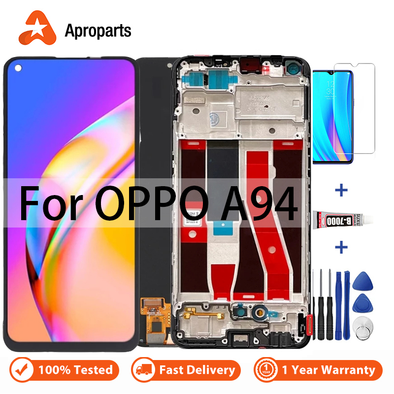 Screen For Oppo A94 4G 5G CPH2203 CPH2211 LCD Display Touch Panel Digitizer Assembly With Frame ...