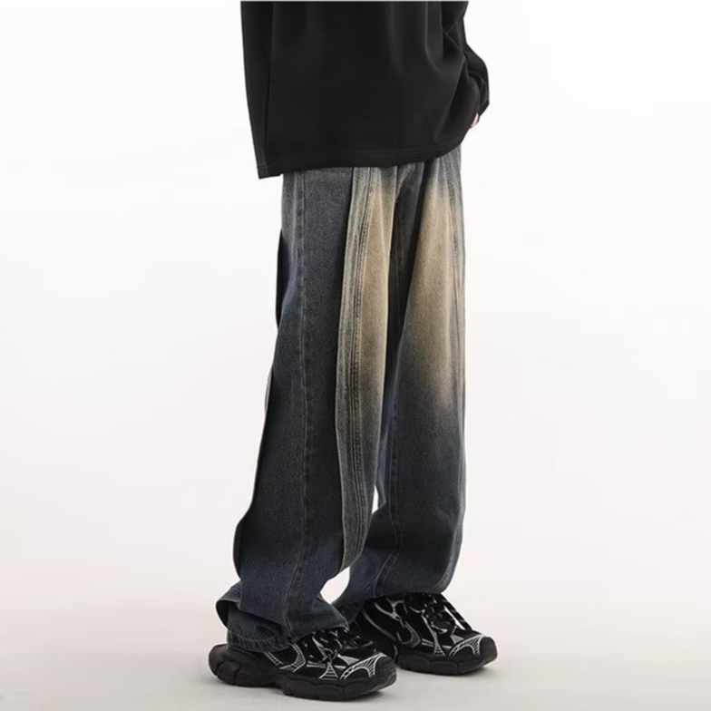 【Panda.ph】American-Style High-Grade Stitching Retro Loose Wide-Leg ...