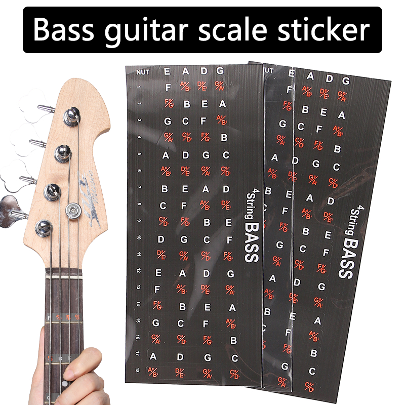 Bass Guitar Note Map Decals/Stickers for Learning Notes, Chords ...