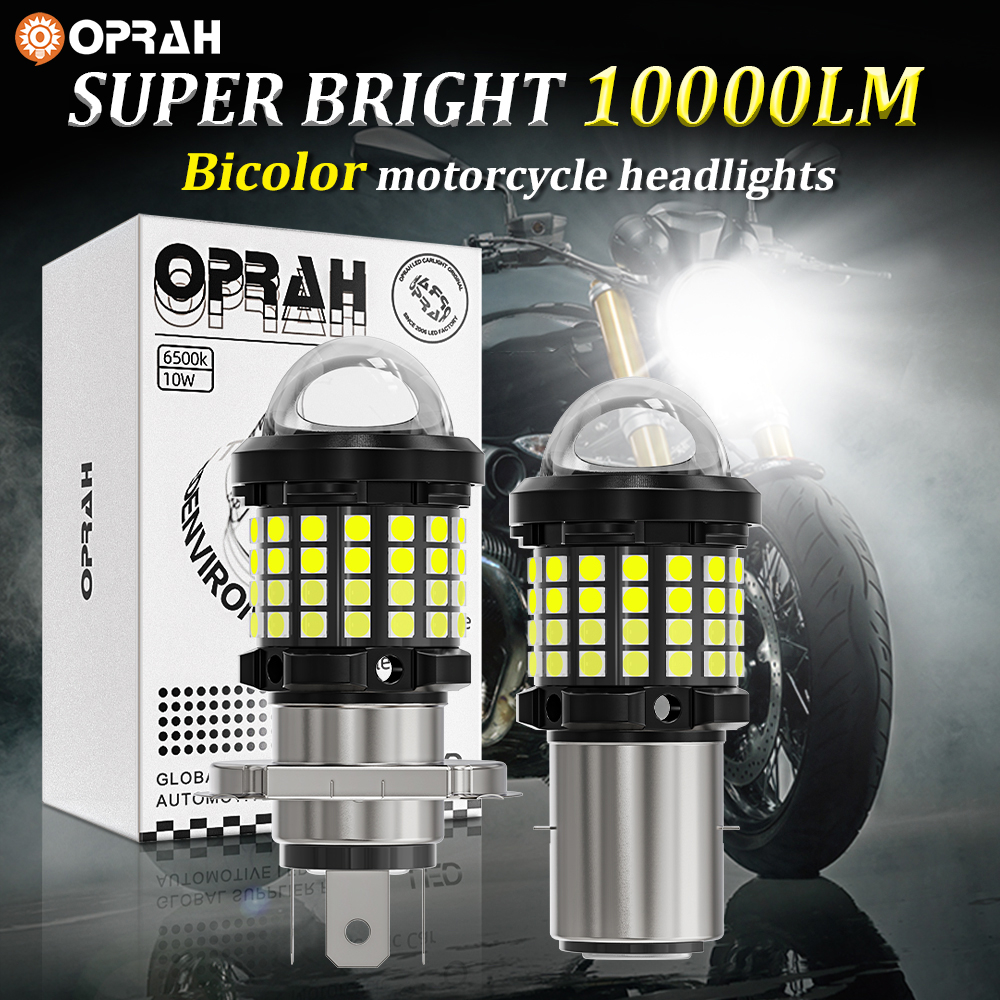 [1,0000LM] Super Bright H4 Motorcycle LED Headlight H6 Headlight BA20D LED Bulb Far Low Beam ...
