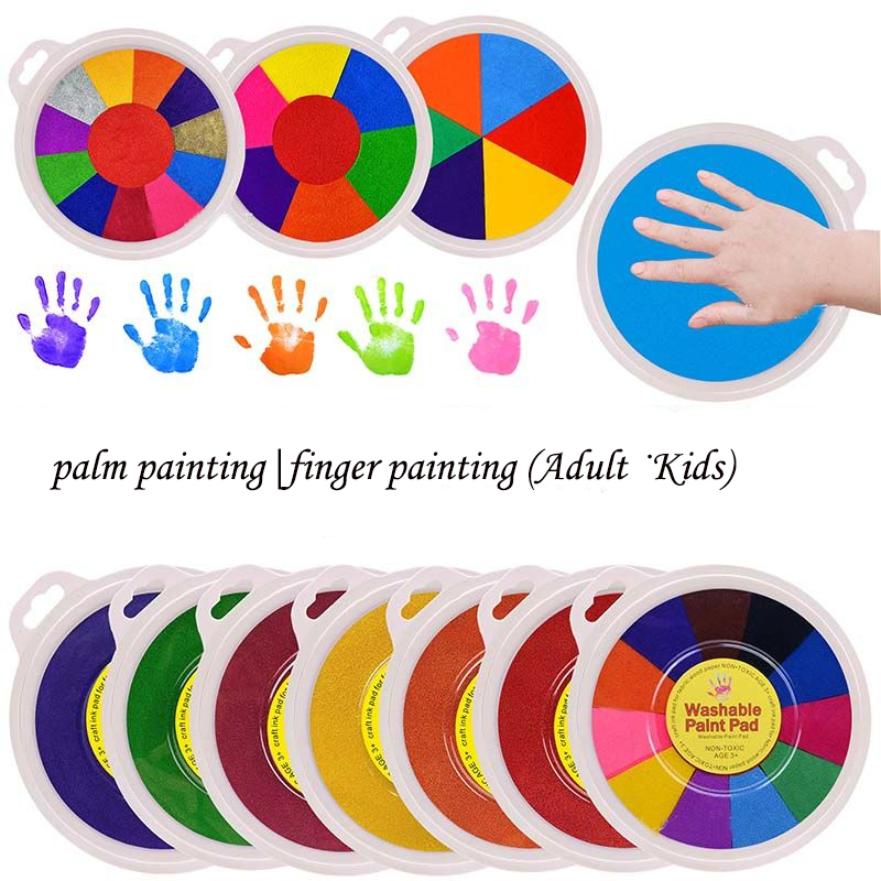 12 Colors Children's Washable Paint Pad Kids Adult Finger Painting ...