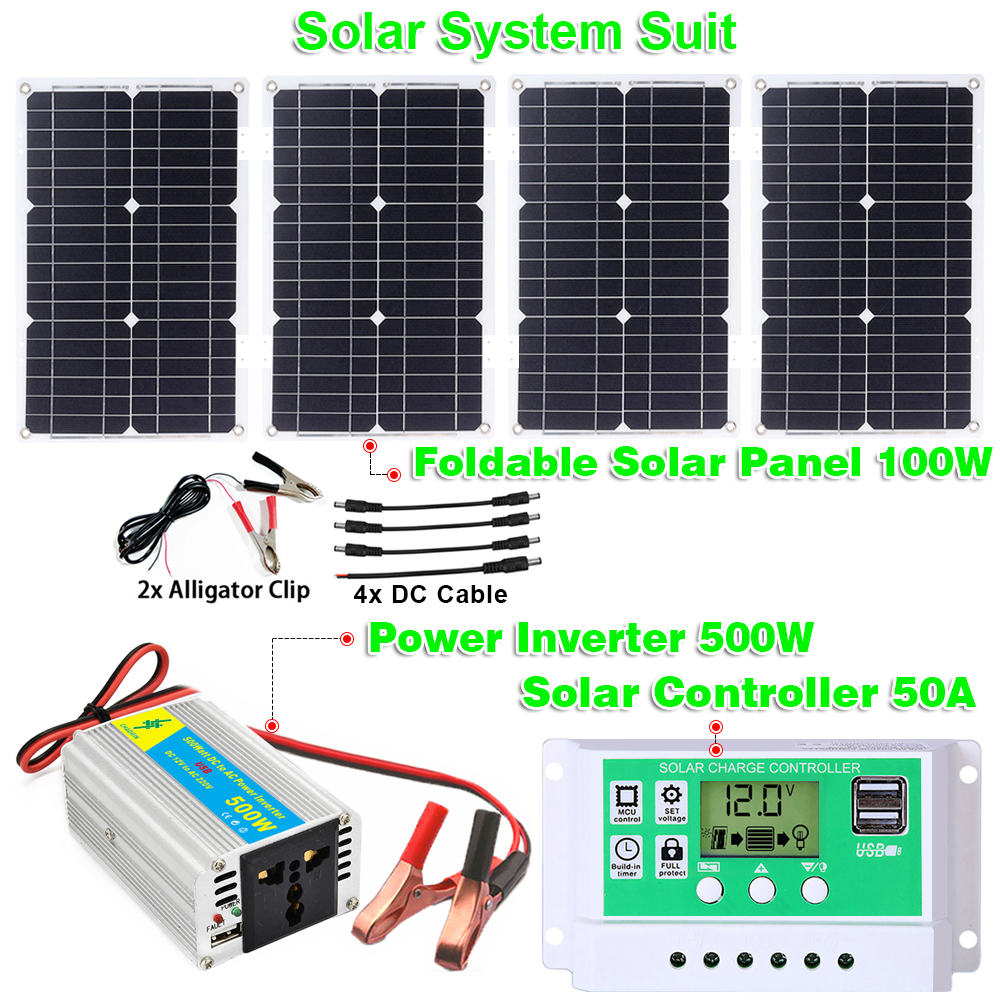 CHAOMIN Solar system Set 100W 18V Solar Panel+500W Power Inverter+50A ...