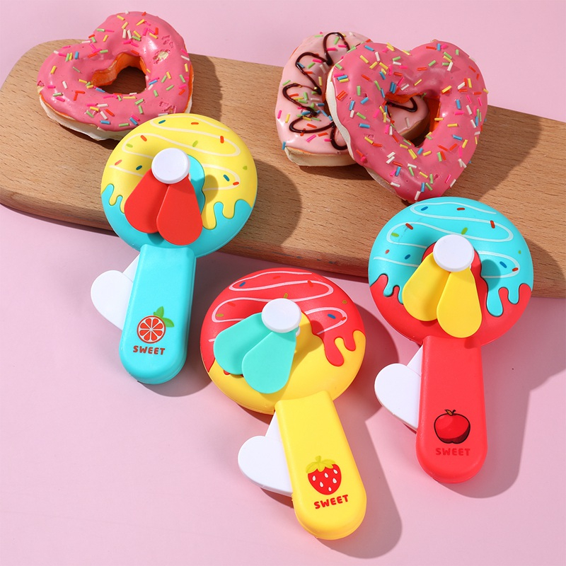 Cartoon Doughnut Hand Fan Hand Pressure Manual Mini Manual Portable ...