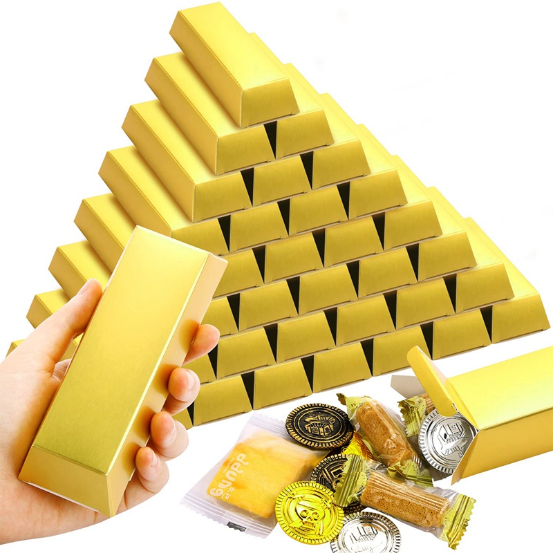 6pcs Gold Bar Paper Boxes Gold Brick Candy Box Gift Box Packaging ...