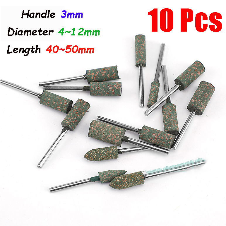 10 Pcs Cone Polishing Grinding Head Round Pillar Head Rubber Sanding ...