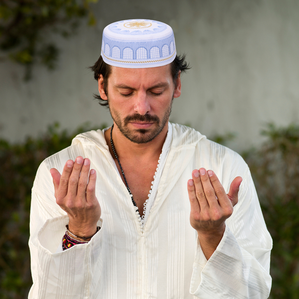 [READY STOCK] Embroidered Hats for Men Muslim Prayer Cap Eid Hand ...