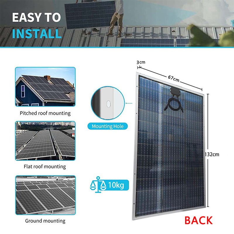 18BB Solar Panel 【Dual Glass 200 Watts】New Monocrystalline Silicon 200W ...