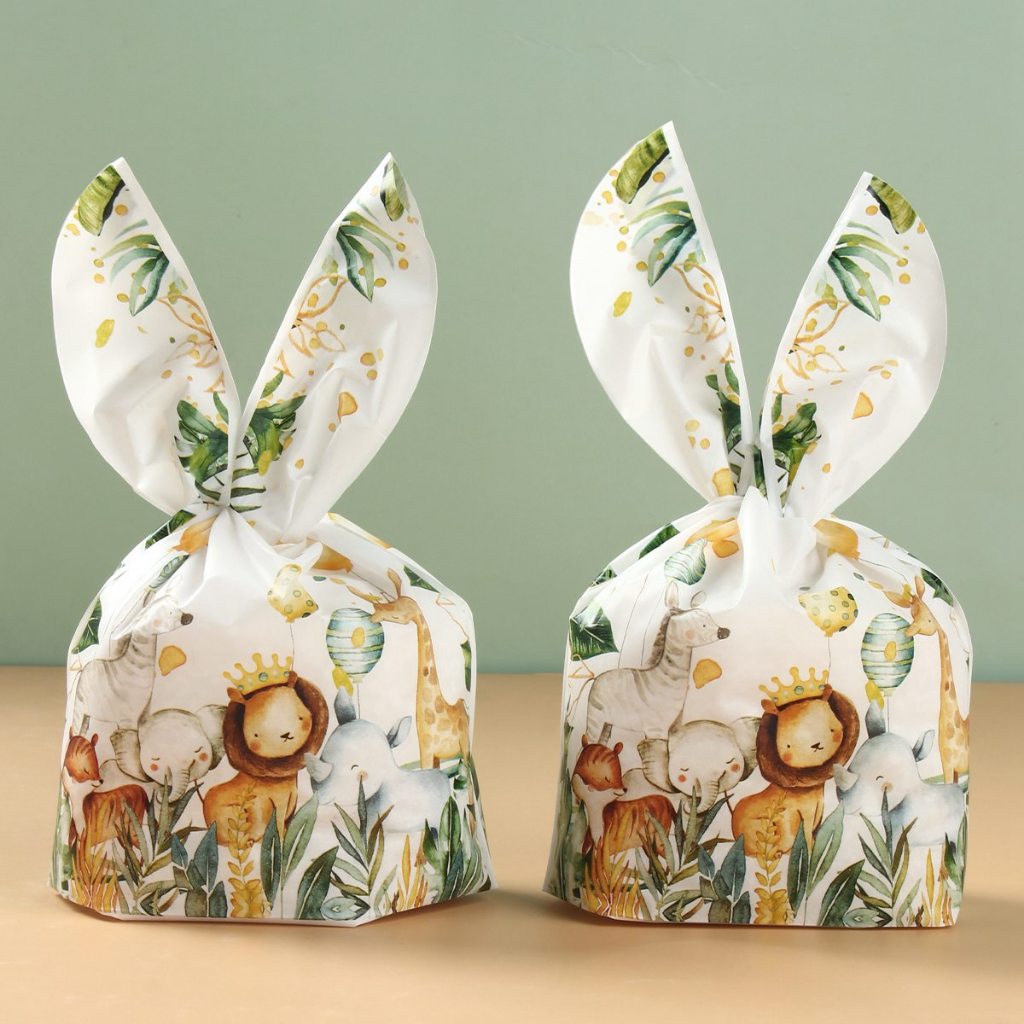 25/50pcs Cute Animal Rabbit Ear Candy Gift Bags Safari Theme Party ...