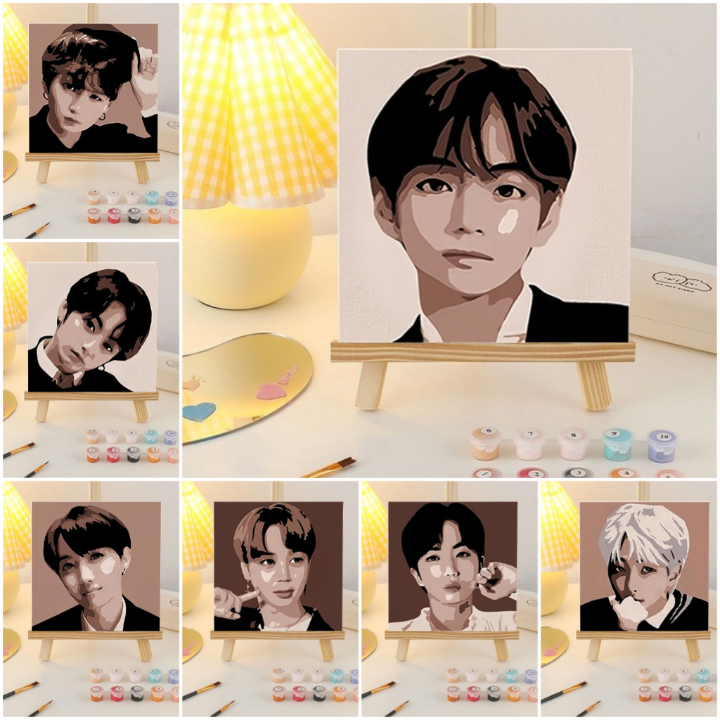 DROFE Paint By Numbers With Frame Seri Bts Rm Suga V Jin Jimin Jungkook ...