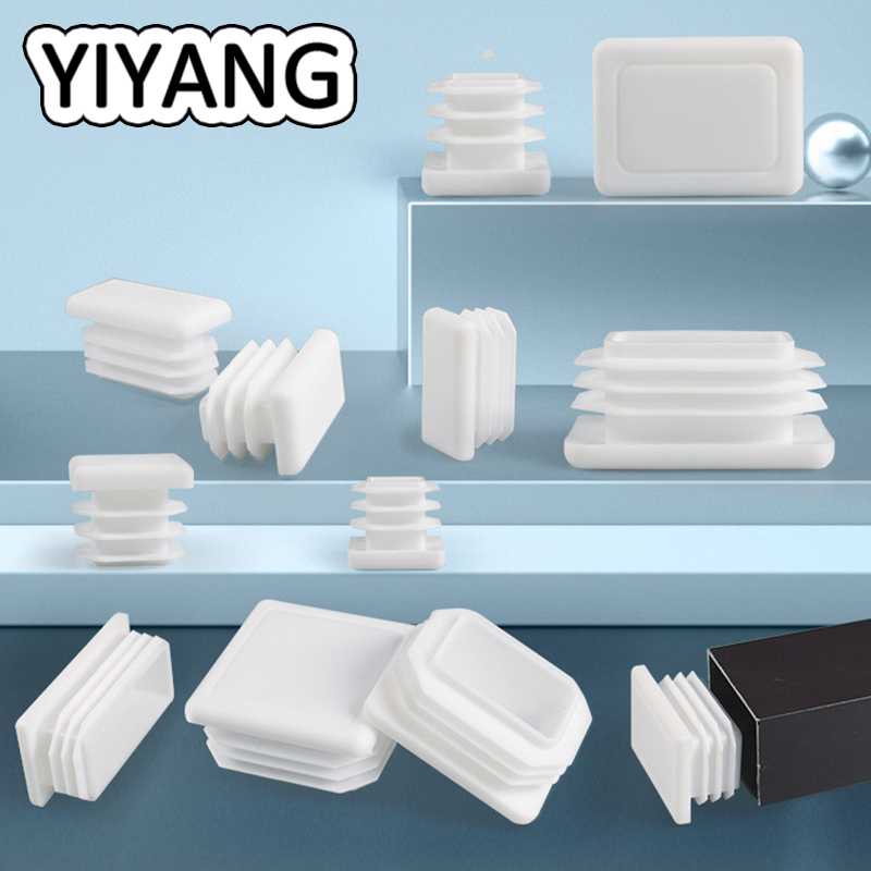 10mm-100mm White PE Plastic Square Tube Plug Pipe Head Cap Table Chair ...