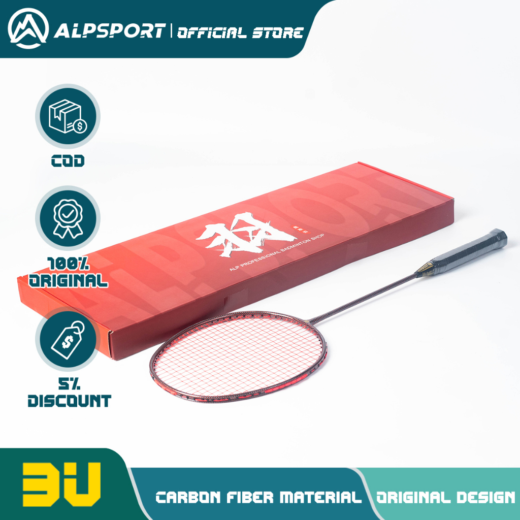 Alpsport 1k Super Carbon Professional Badminton Racket Ultra Offensive 3u G5 35 Lbs 85g Original ...