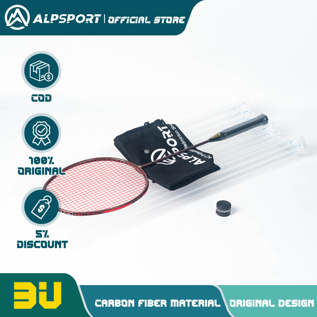 Alpsport 1k Super Carbon Professional Badminton Racket Ultra Offensive 3u G5 35 Lbs 85g Original ...