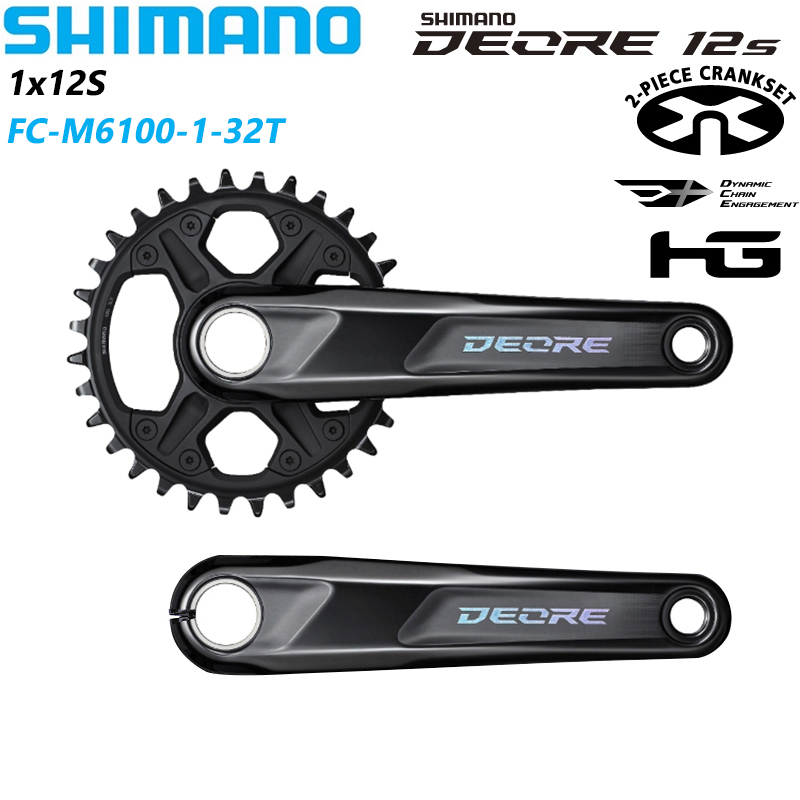 Shimano Deore FC-M6100 12Speed 170mm Hollowtech Crankset 32T Narrow Wide Chainring For MTB Bike ...