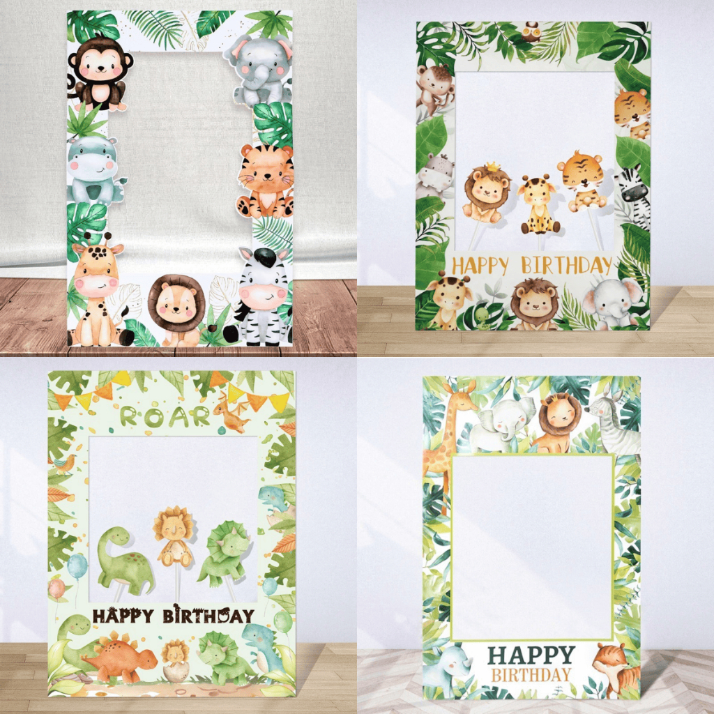 Jungle Safari Theme Photo Frame Happy Birthday Decoration Wild One ...