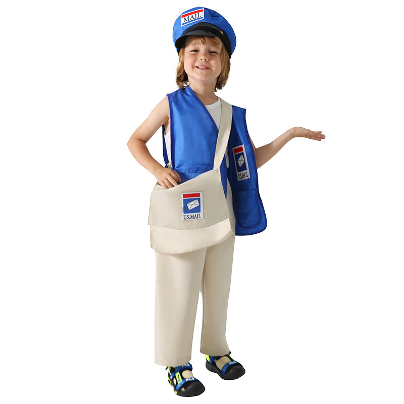 Courier Children Mr. Postman Costume Boy's Blue America Mailman Costume ...