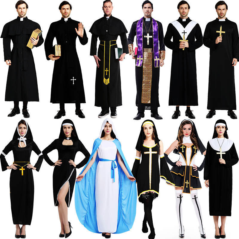 Pastor Missionary Cosplay Costumes for Adult Halloween Carnival Priest ...