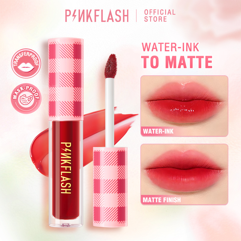 PINKFLASH Water Tint Lip Glaze Waterproof Long Lasting Airy Matte ...